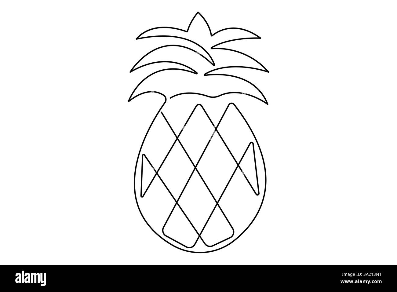 Continuous one single line art drawing fresh healthy organic pineapple ...
