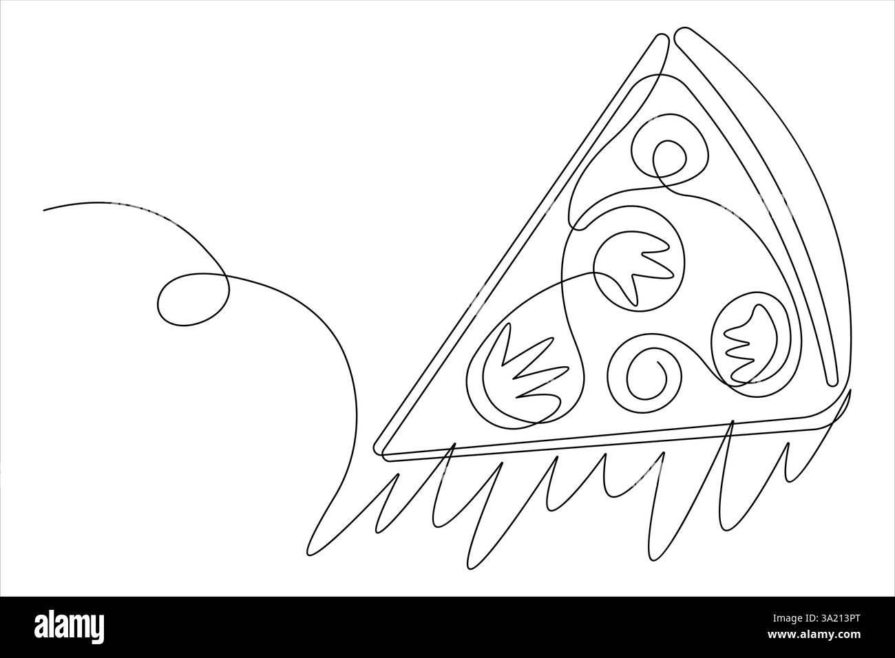 Continuous single one line drawing of delicious sliced cheese pizza ...