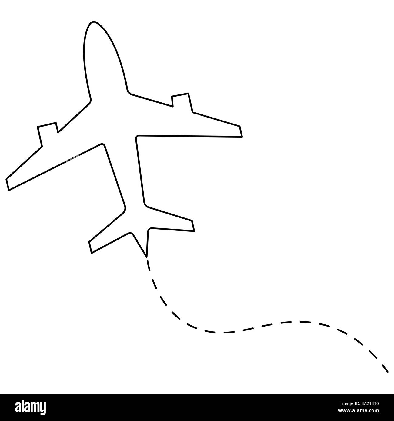 Airplane path in continuous one line art drawing of international ...