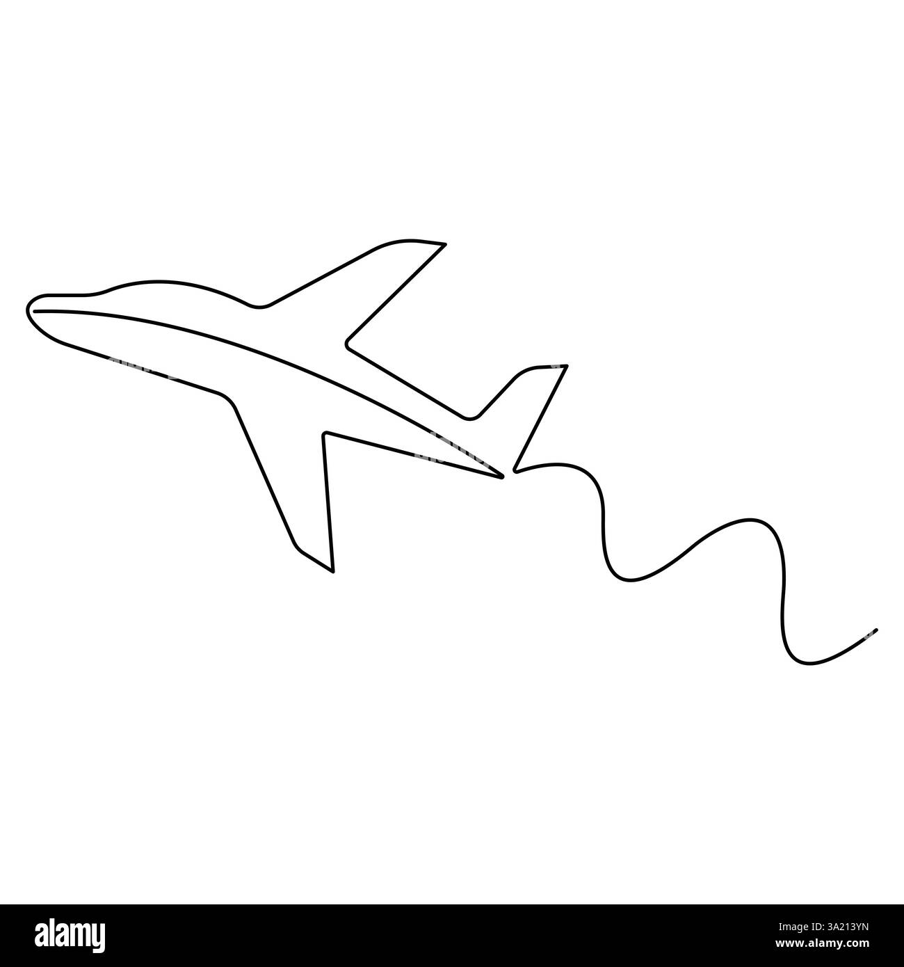 Airplane path in continuous one line art drawing of international ...