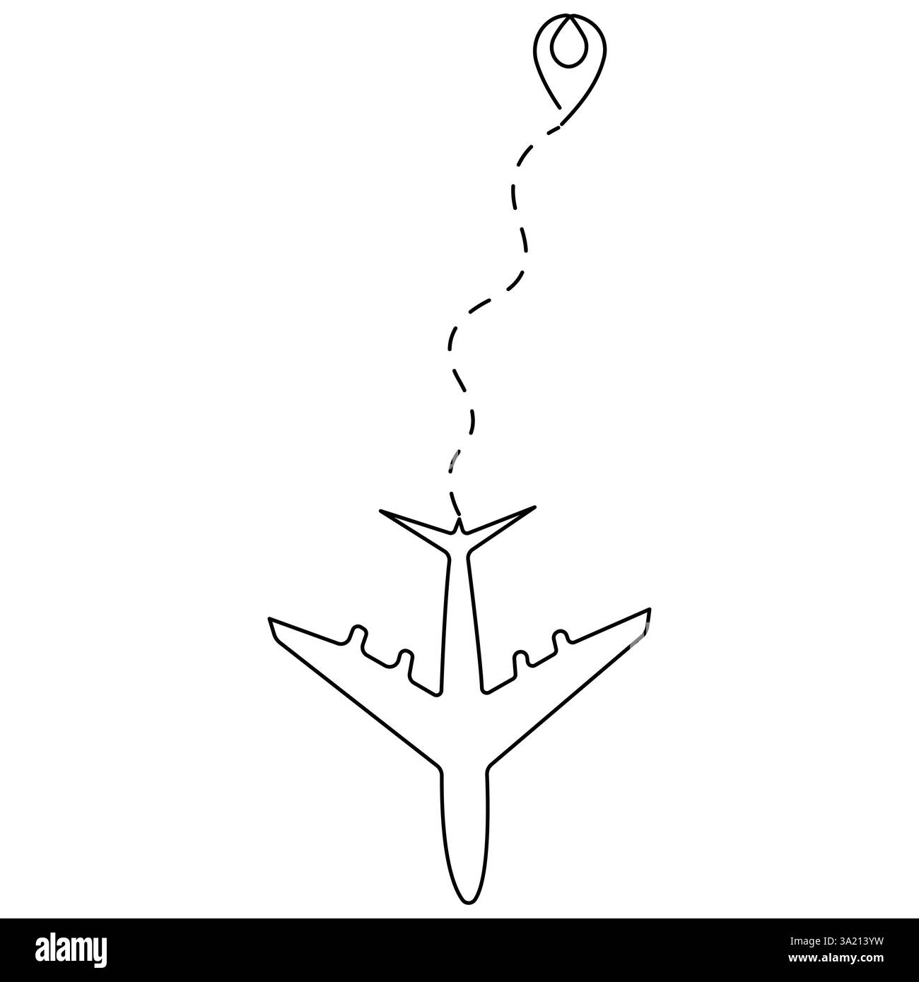 Airplane path in continuous one line art drawing of international ...