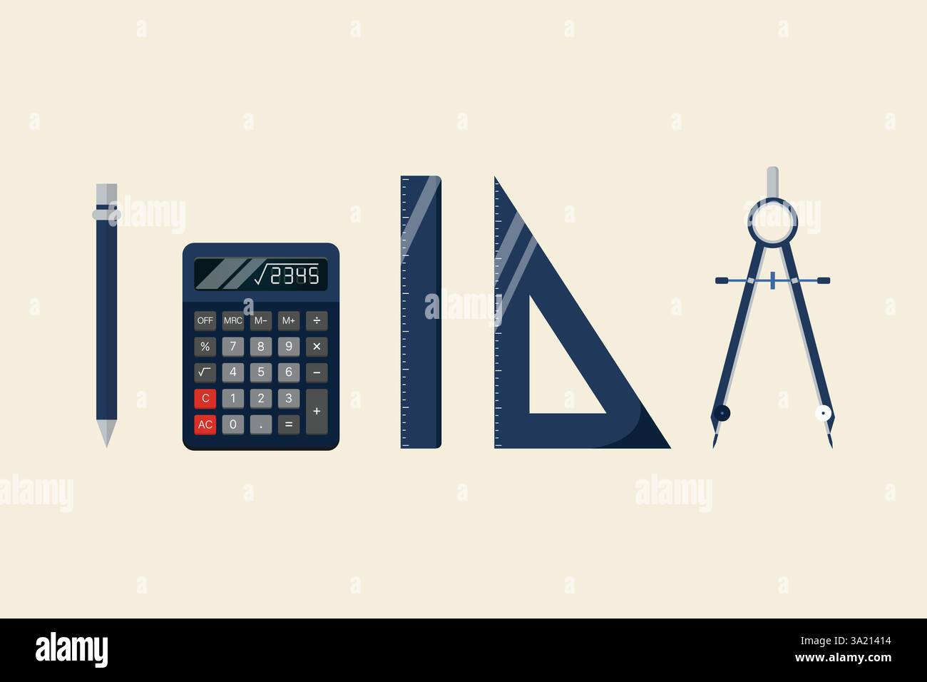 Math tools for geometry drawing. measurements. Compass, calculator ...