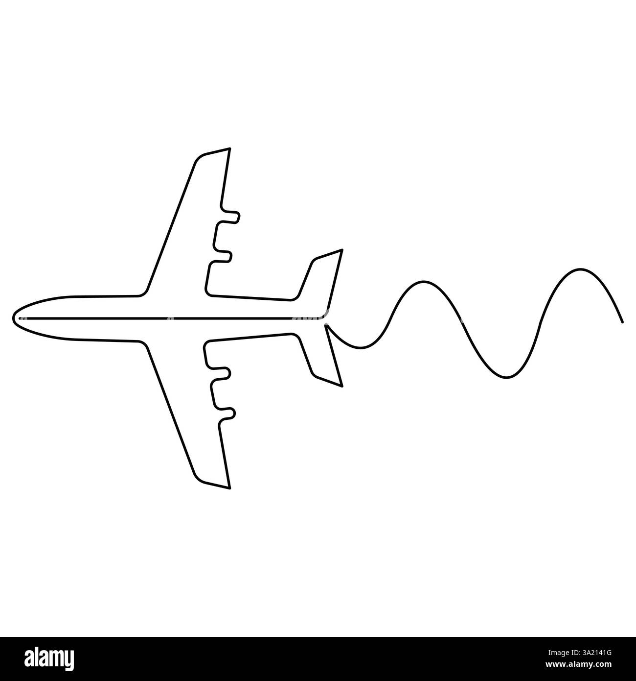 Airplane path in continuous one line art drawing of international ...