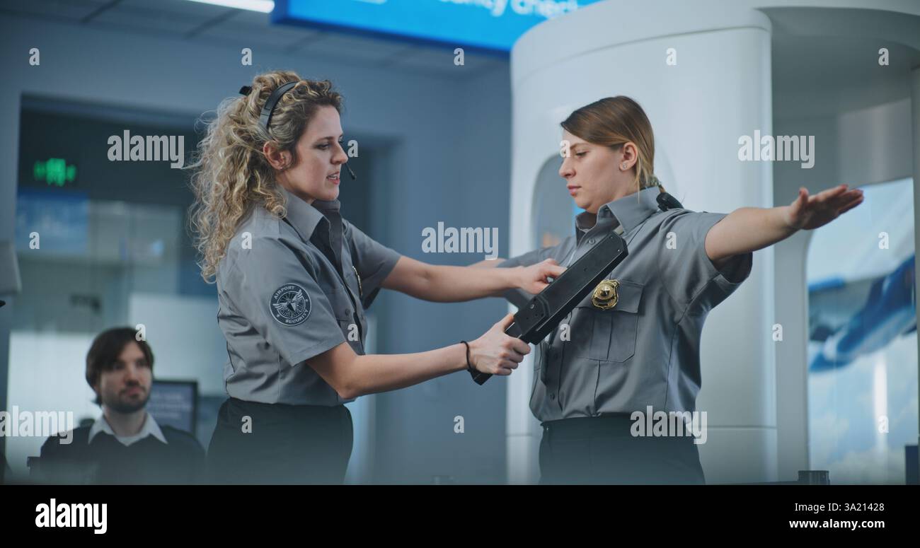 Airport Security Staff: Female TSA Officer Conducting Training Session ...