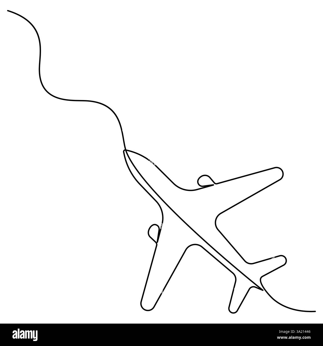 Airplane path in continuous one line art drawing of international ...