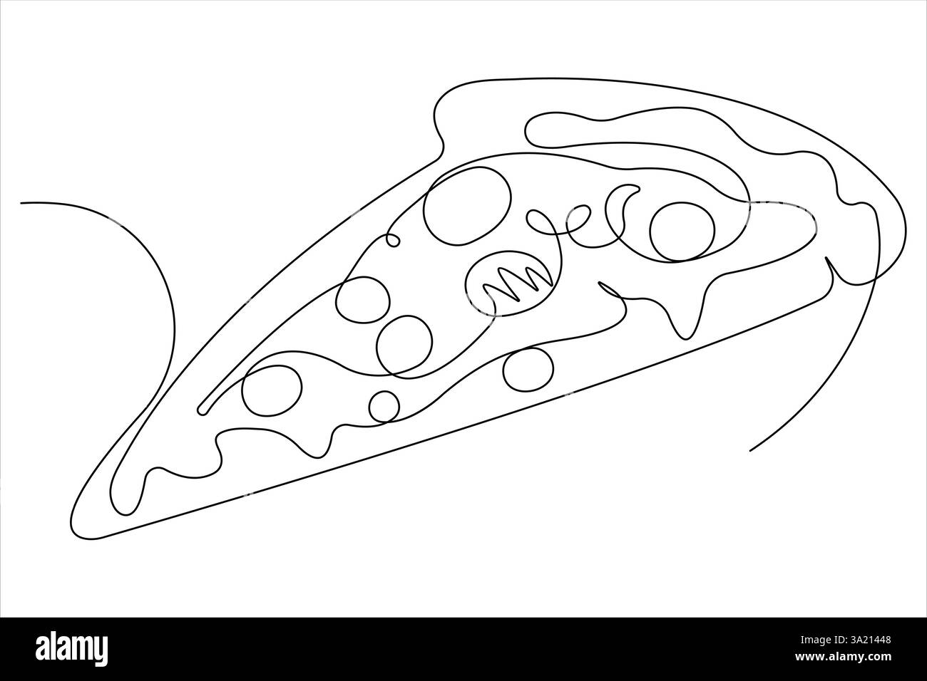 Continuous single one line drawing of delicious sliced cheese pizza ...