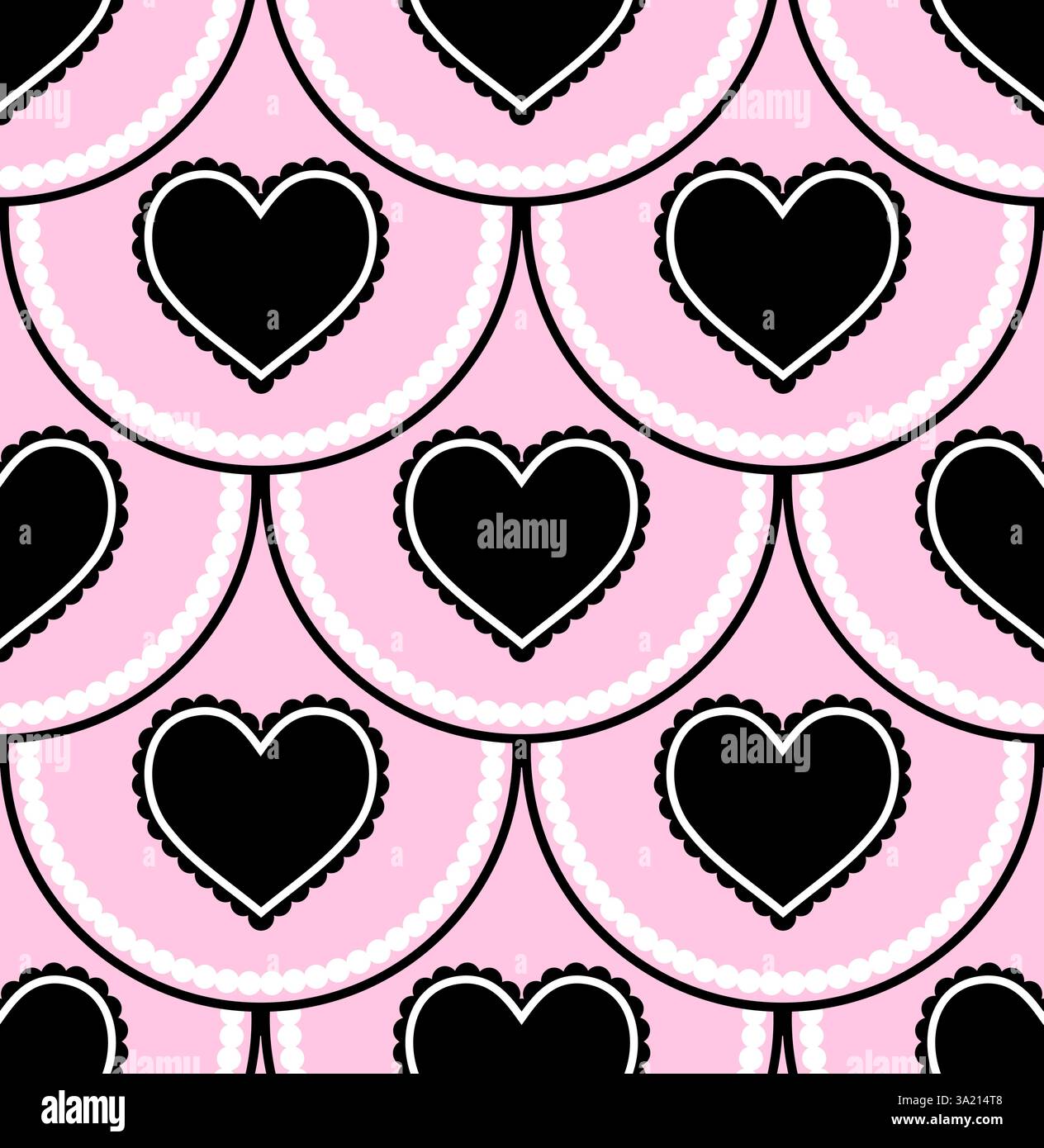 Symmetrical seamless pattern with layered hearts Stock Vector Image ...