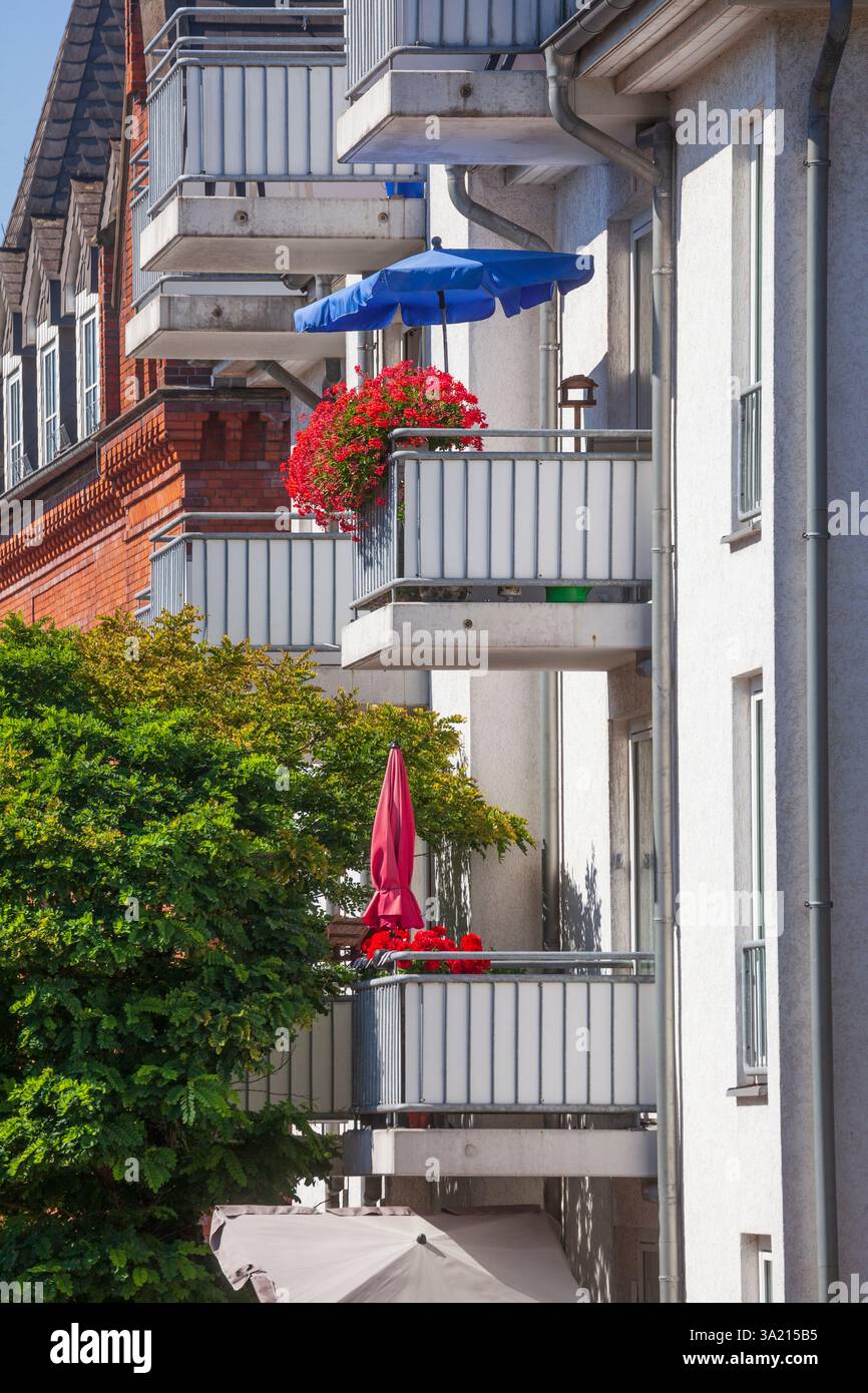 Balconies, white monotone modern residential building, apartment ...