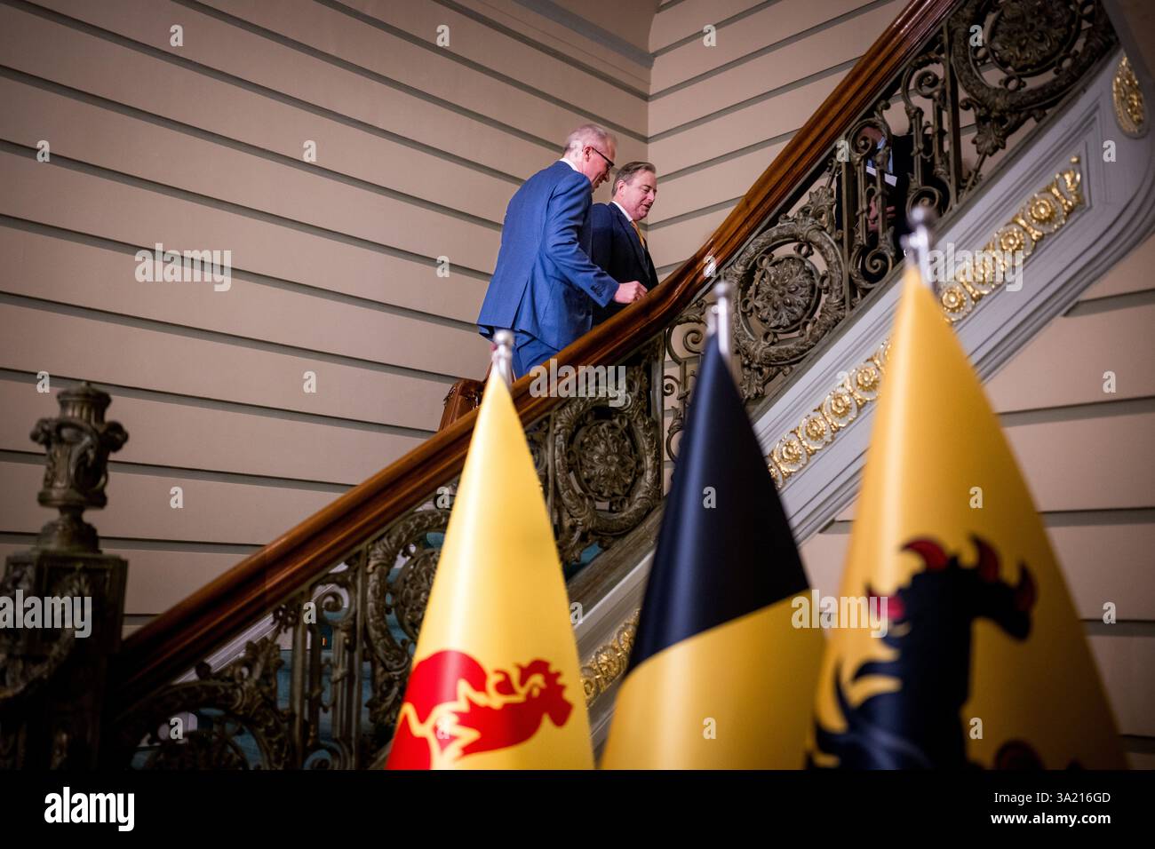 Brussels, Belgium. 11th Mar, 2025. Flemish Minister-President Matthias Diependaele and Prime ...