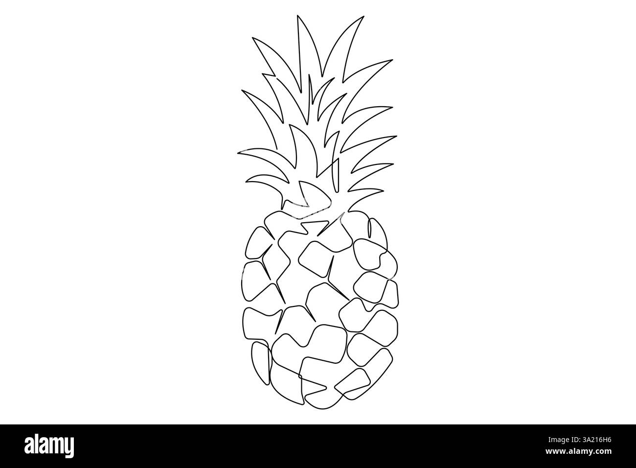 Continuous one single line art drawing fresh healthy organic pineapple ...