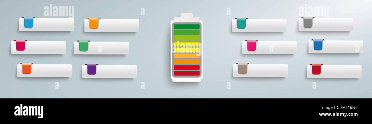 12 Tabs Long Header Battery Infographic Long banner infographic with 12 ...