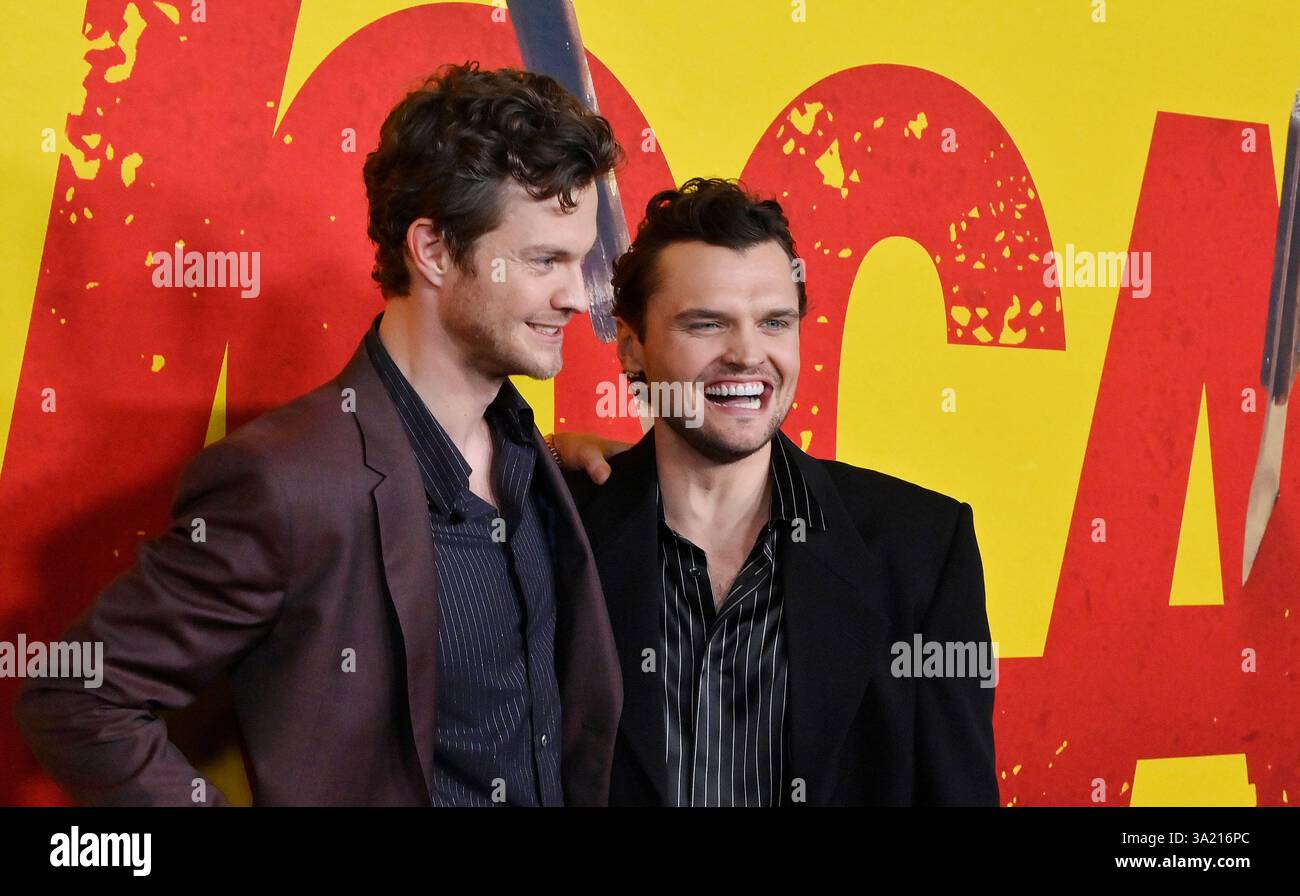 Cast members Jack Quaid (L) and Ray Nicholson attend the premiere of ...