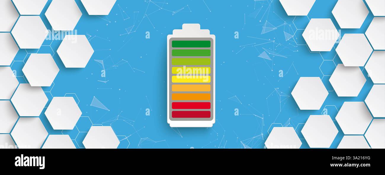 White Hexagon Structure Smart Battery Header Hexagon structure with ...