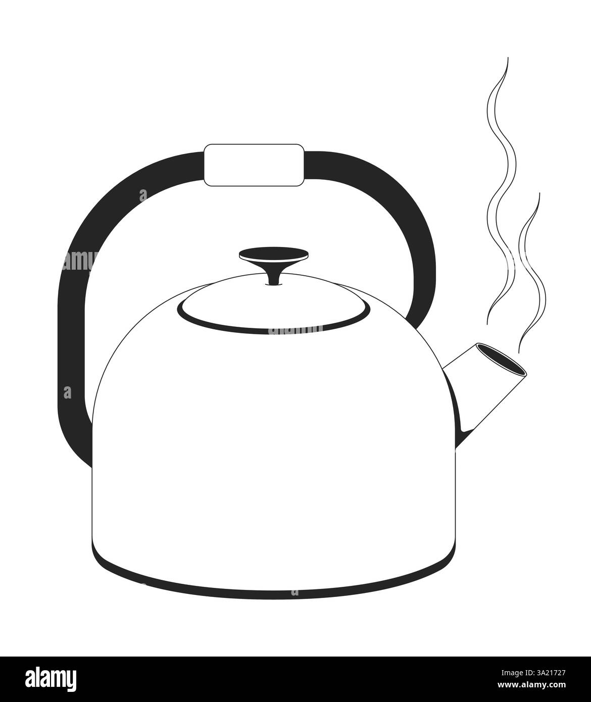 Stove kettle with steam 2D line object Stock Vector Image & Art - Alamy