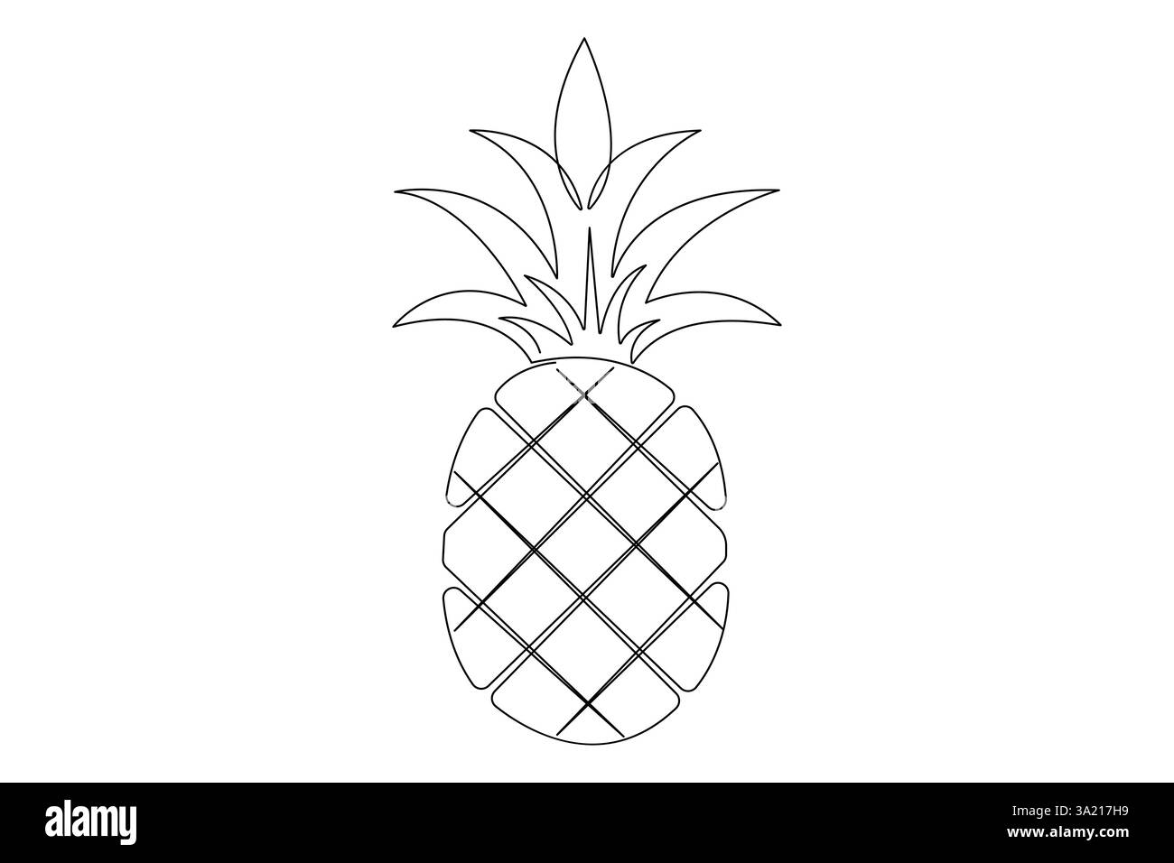 Continuous one single line art drawing fresh healthy organic pineapple ...