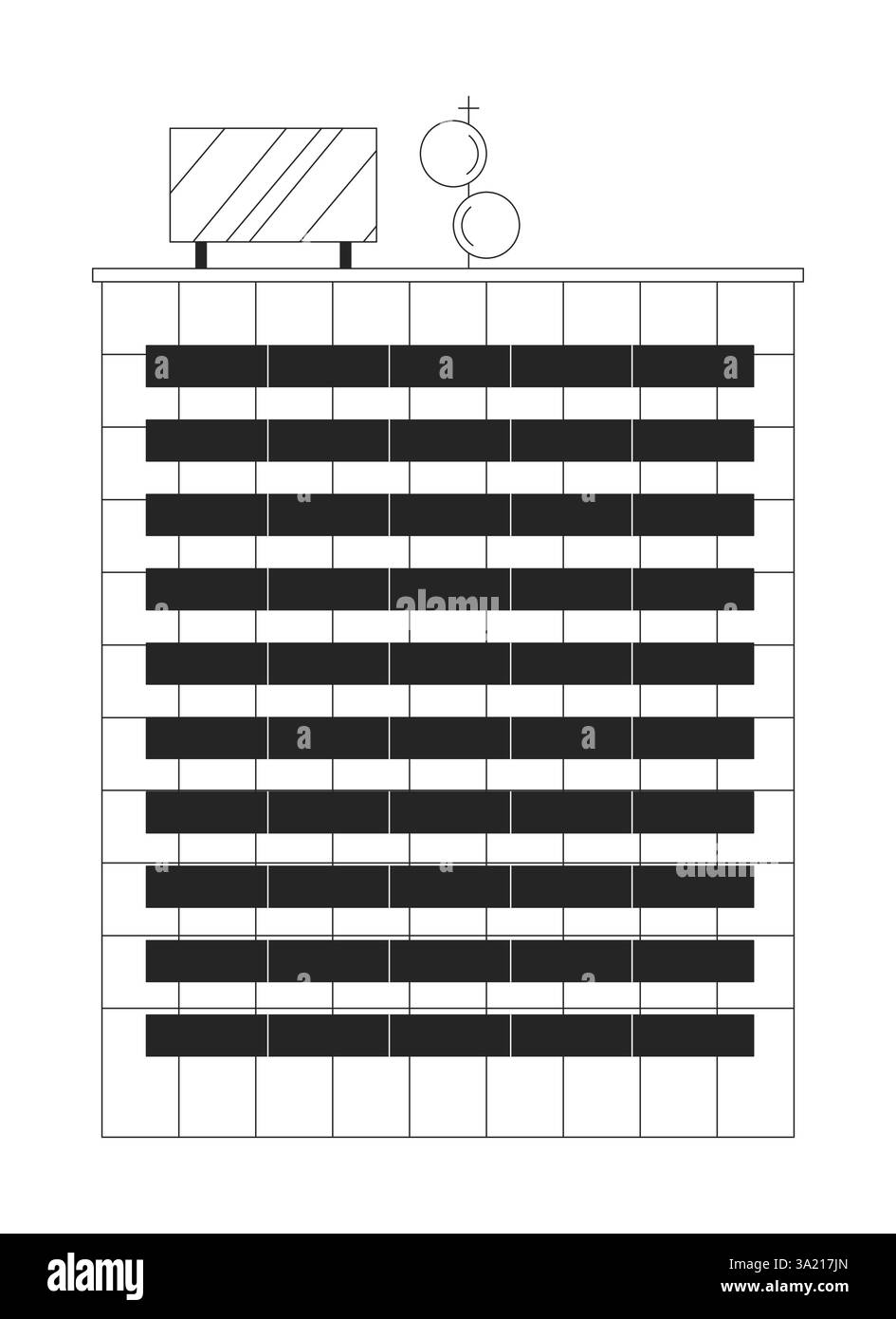 Contemporary office tower with glass windows 2D line object Stock ...