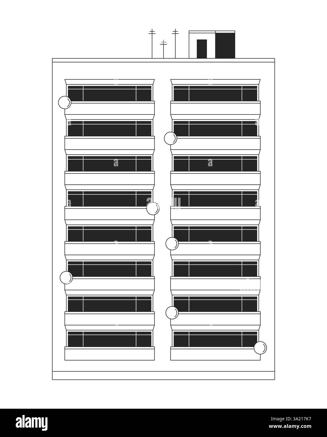 Modern Apartment Building With Balconies 2d Line Object Stock Vector Image And Art Alamy