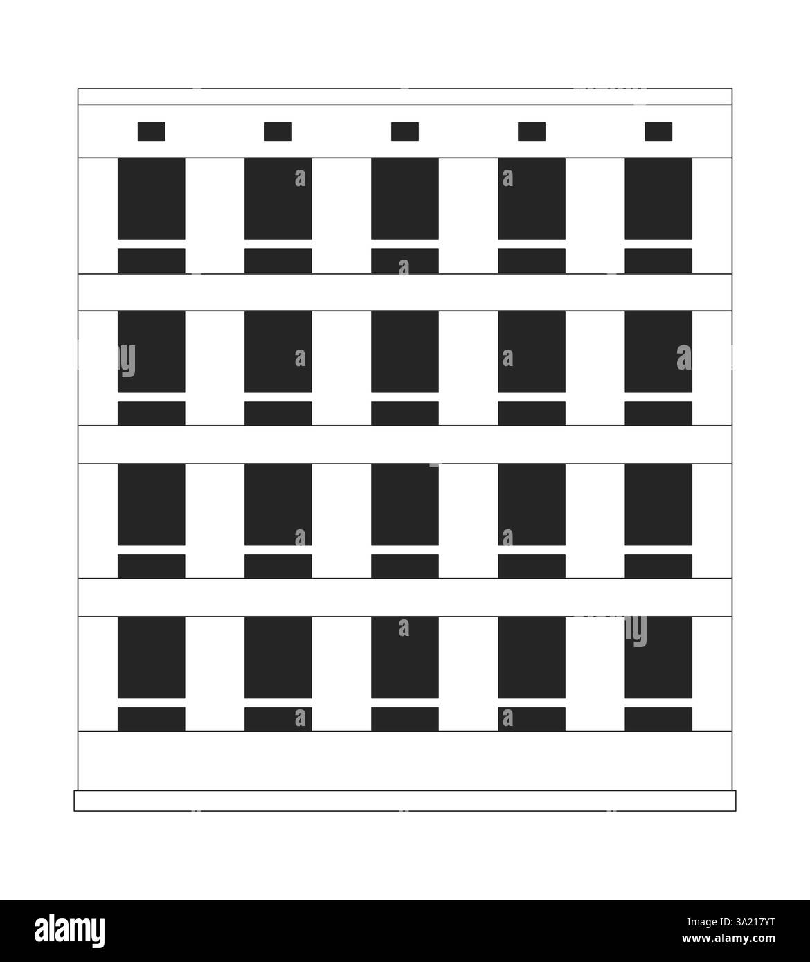 Residential complex, office facade 2D line object Stock Vector Image ...