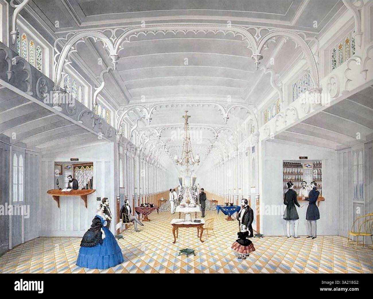Saloon of Mississippi River Steamboat Princess - Marie Adrien Persac ...