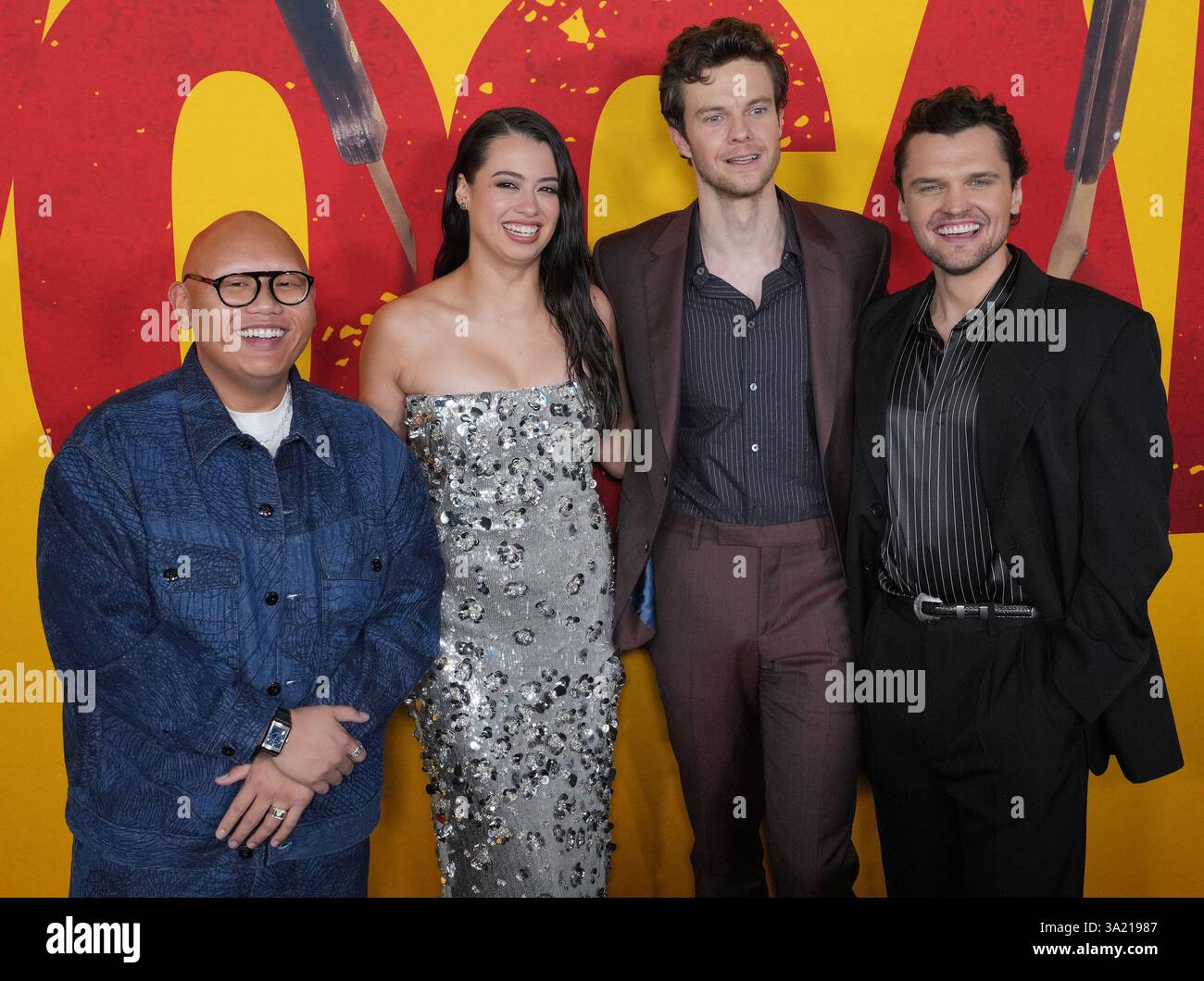 (L-R) NOVOCAINE Cast - Jacob Batalon, Amber Midthunder, Jack Quaid and ...