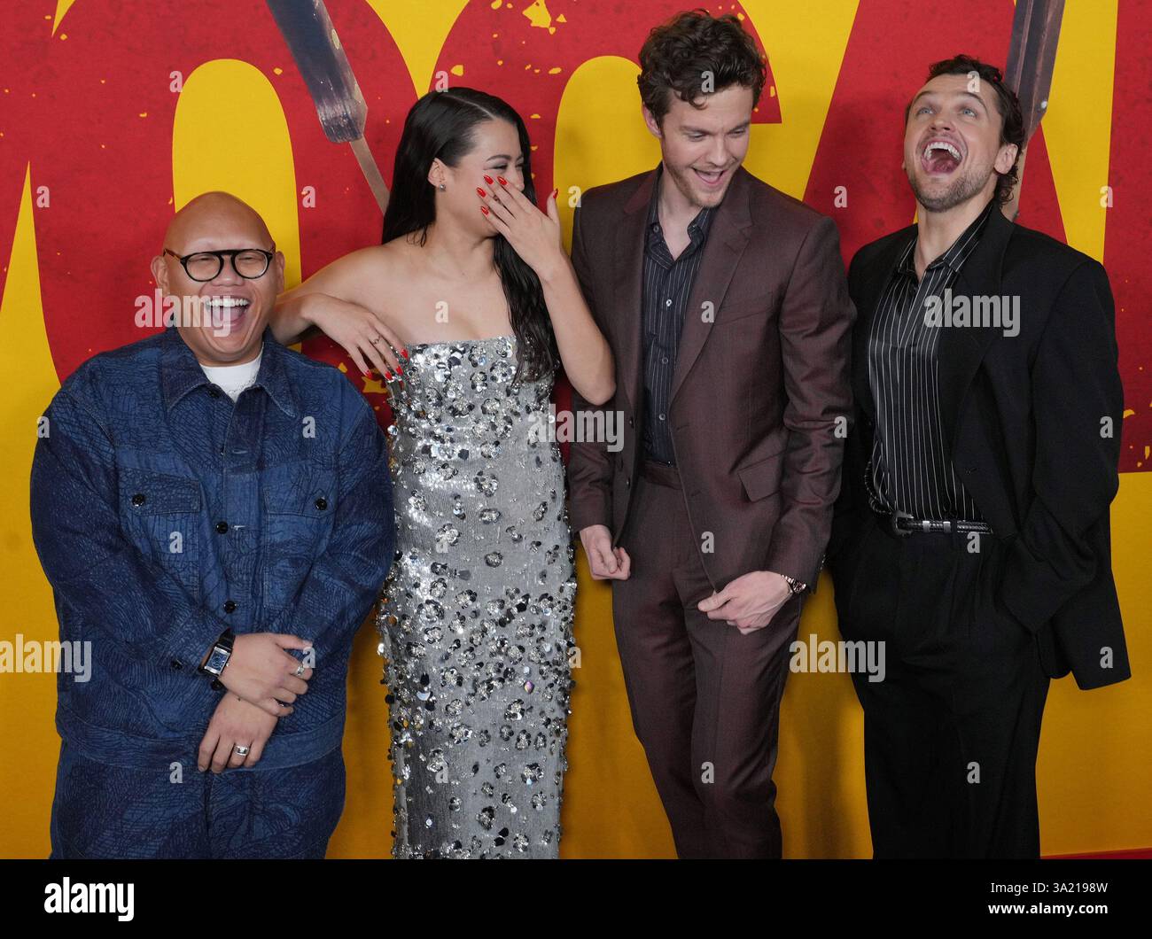 (L-R) NOVOCAINE Cast - Jacob Batalon, Amber Midthunder, Jack Quaid and ...