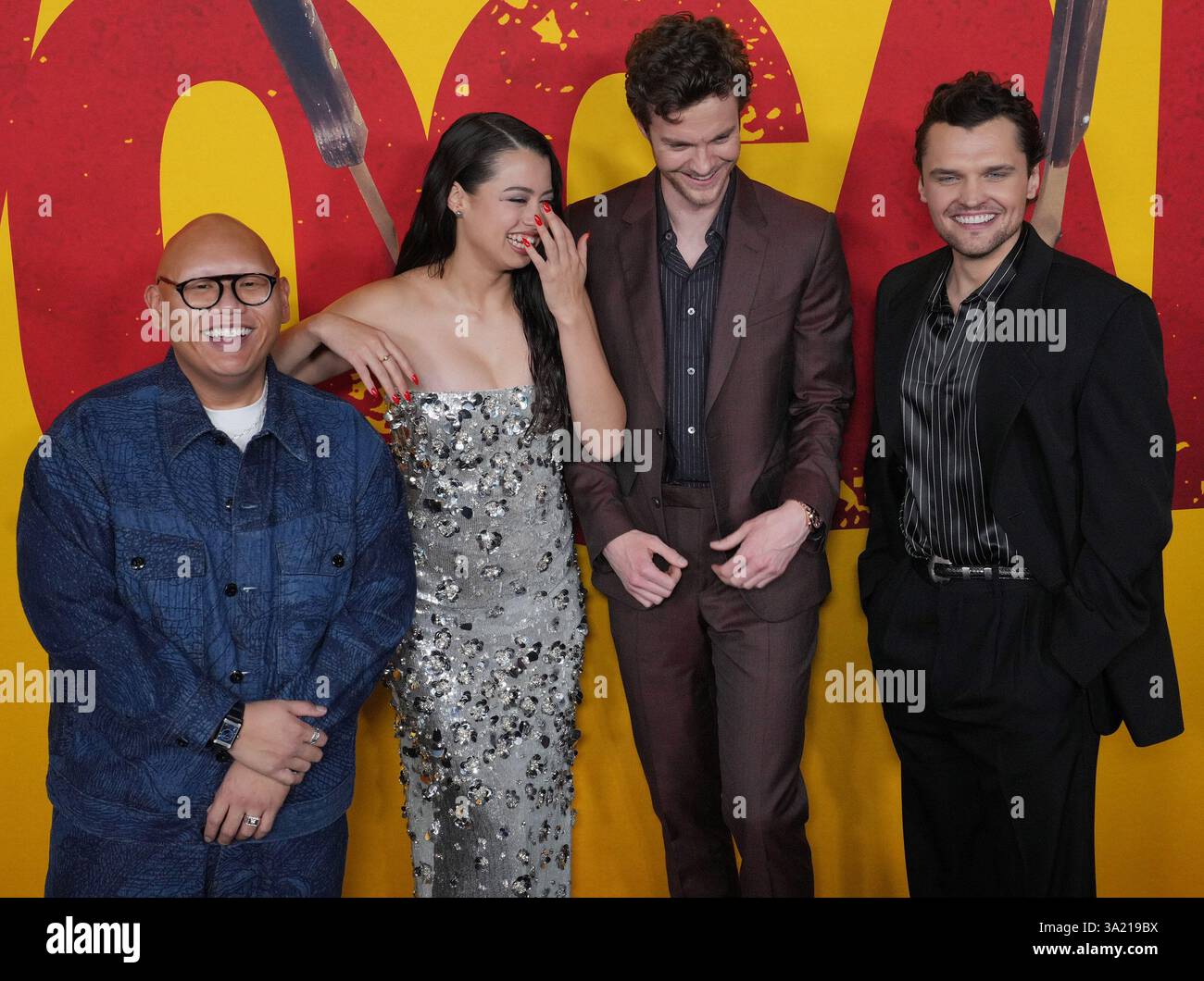 (L-R) NOVOCAINE Cast - Jacob Batalon, Amber Midthunder, Jack Quaid and ...