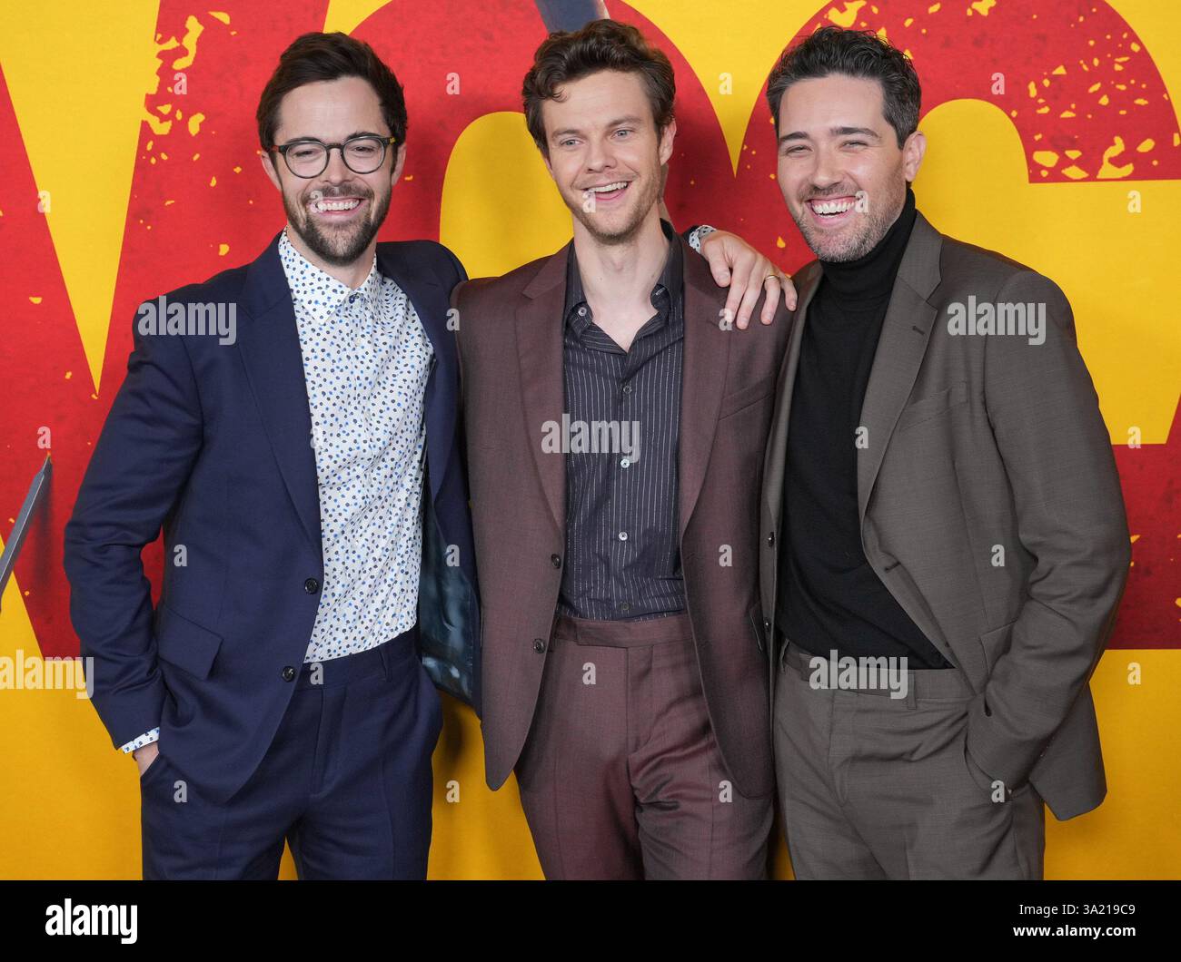 (L-R) Robert Olsen, Jack Quaid, Dan Berk arrives at the Paramount ...