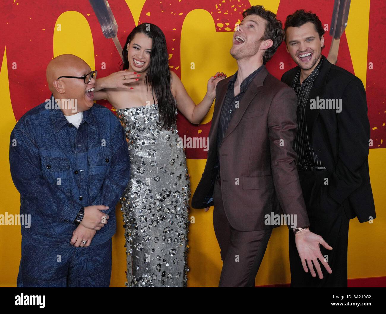 Los Angeles, USA. 10th Mar, 2025. (L-R) NOVOCAINE Cast - Jacob Batalon ...