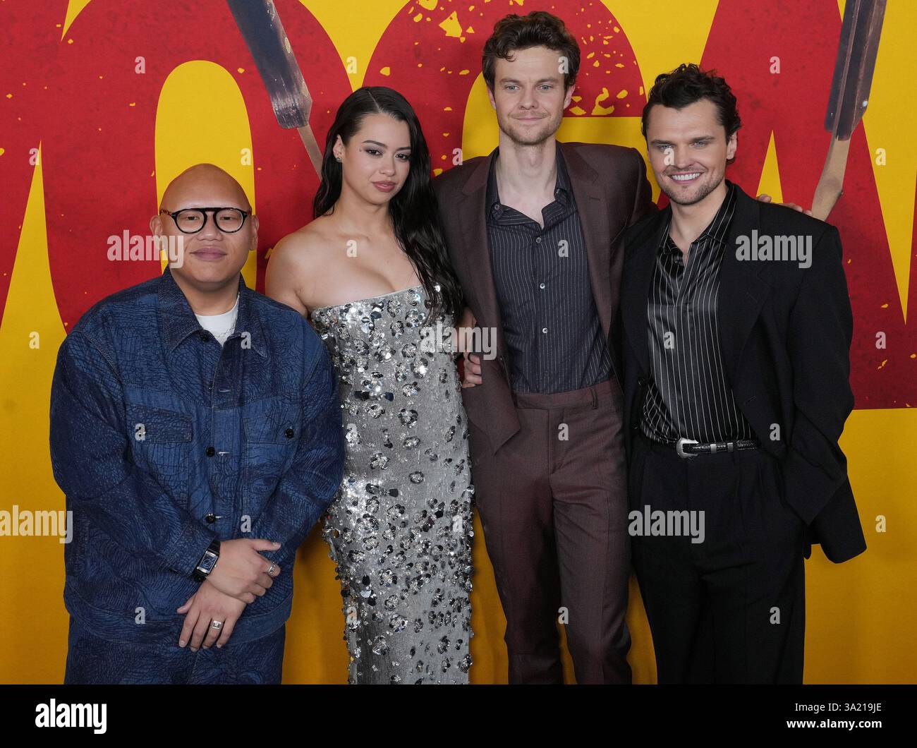 Los Angeles, USA. 10th Mar, 2025. (L-R) NOVOCAINE Cast - Jacob Batalon ...