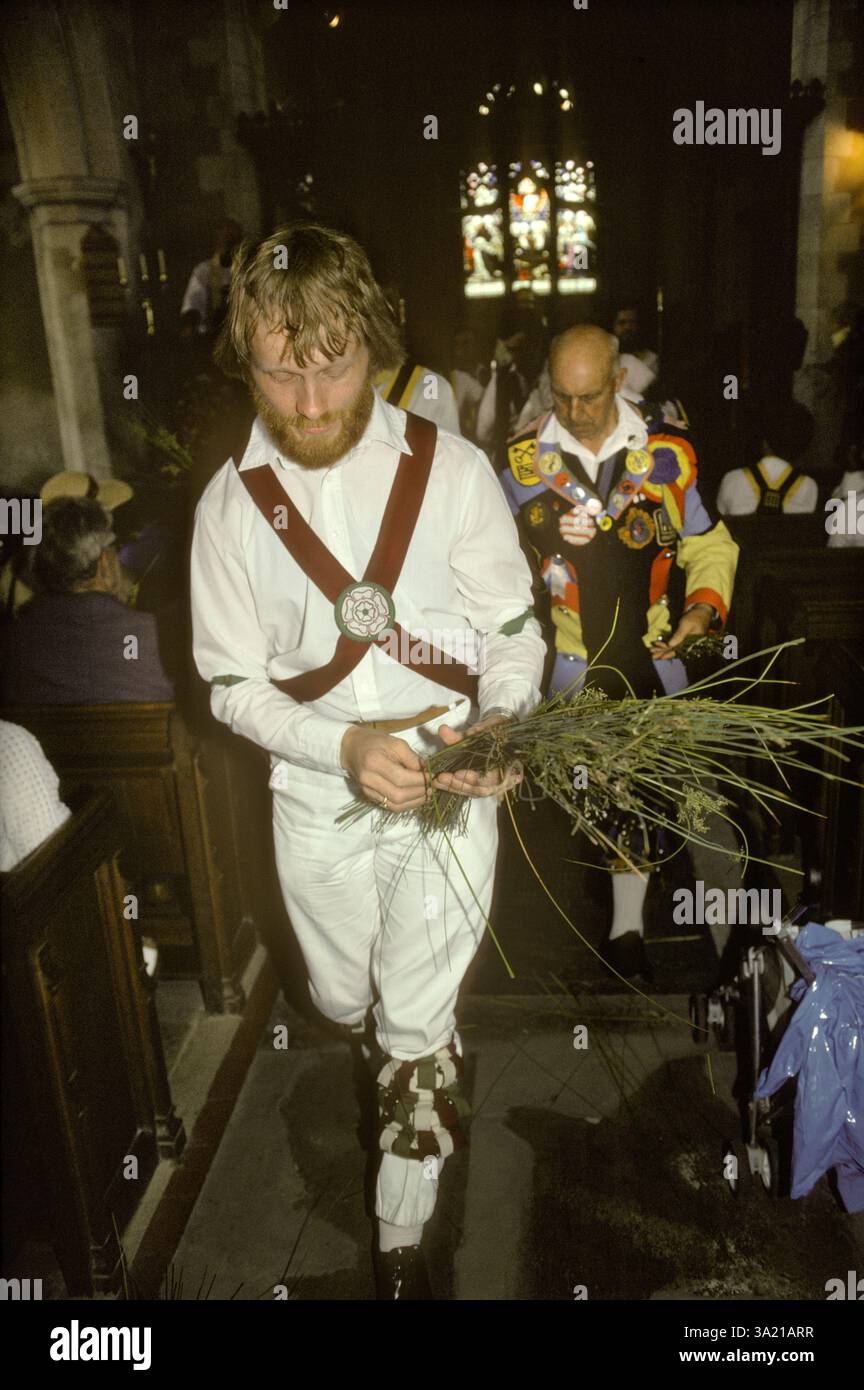 Rushbearing ceremony Whitchurch Morris men place rushes symbolically ...