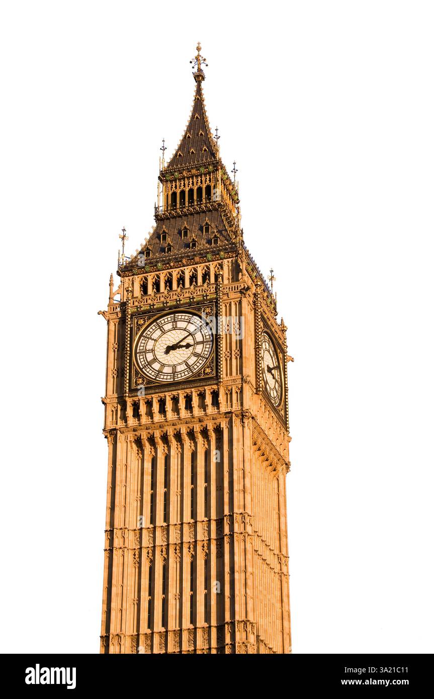Close up photo of Big Ben in London, UK isolated on white background ...