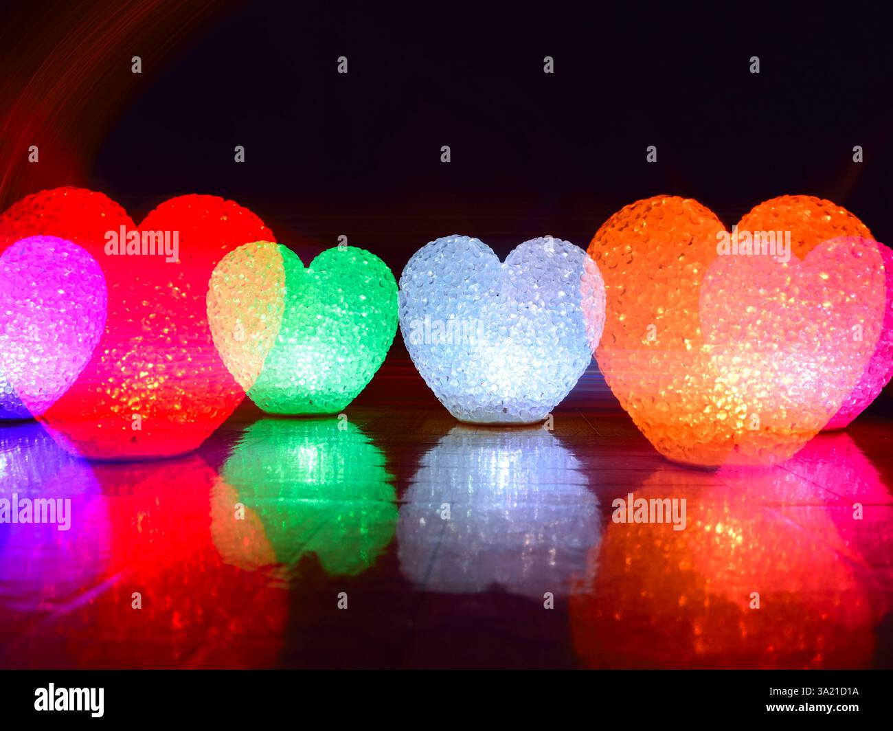 Light Painting hearts, colorful, multiple Stock Photo - Alamy