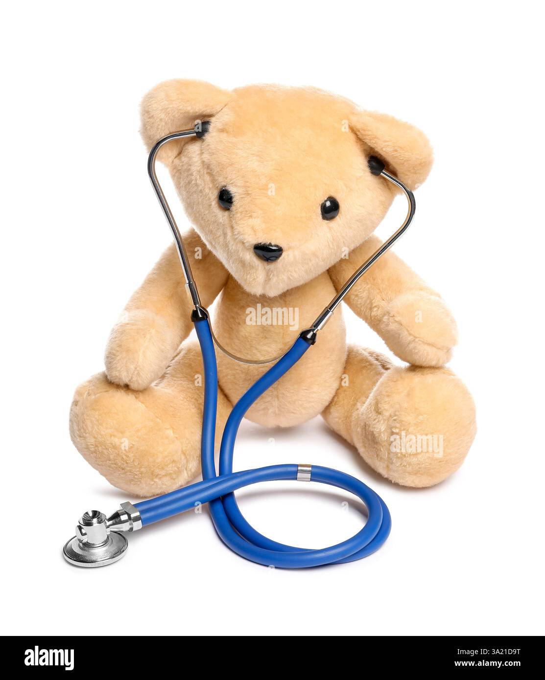 Pediatrics concept. Teddy bear and stethoscope isolated on white Stock ...