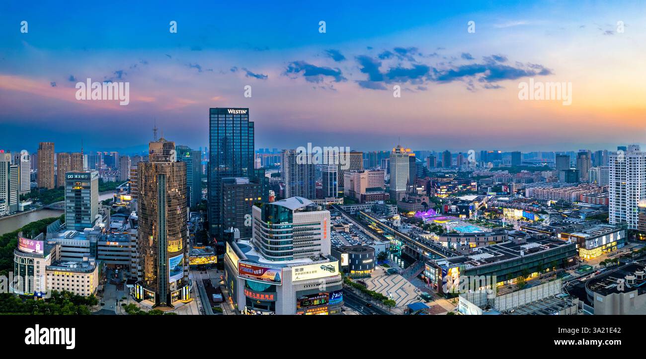 City Night View of Tianyi Square, Ningbo, Zhejiang, China Stock Photo ...