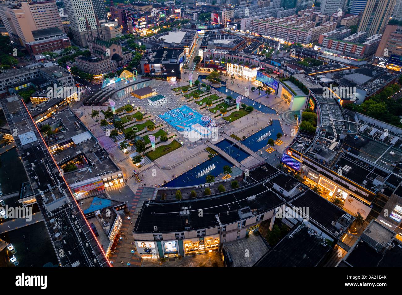 City Night View of Tianyi Square, Ningbo, Zhejiang, China Stock Photo ...