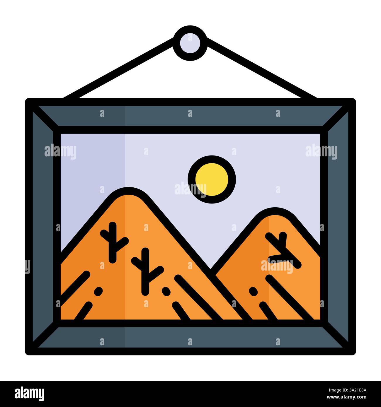 Scenery, hanging frame, landscape icon in modern style for website ...