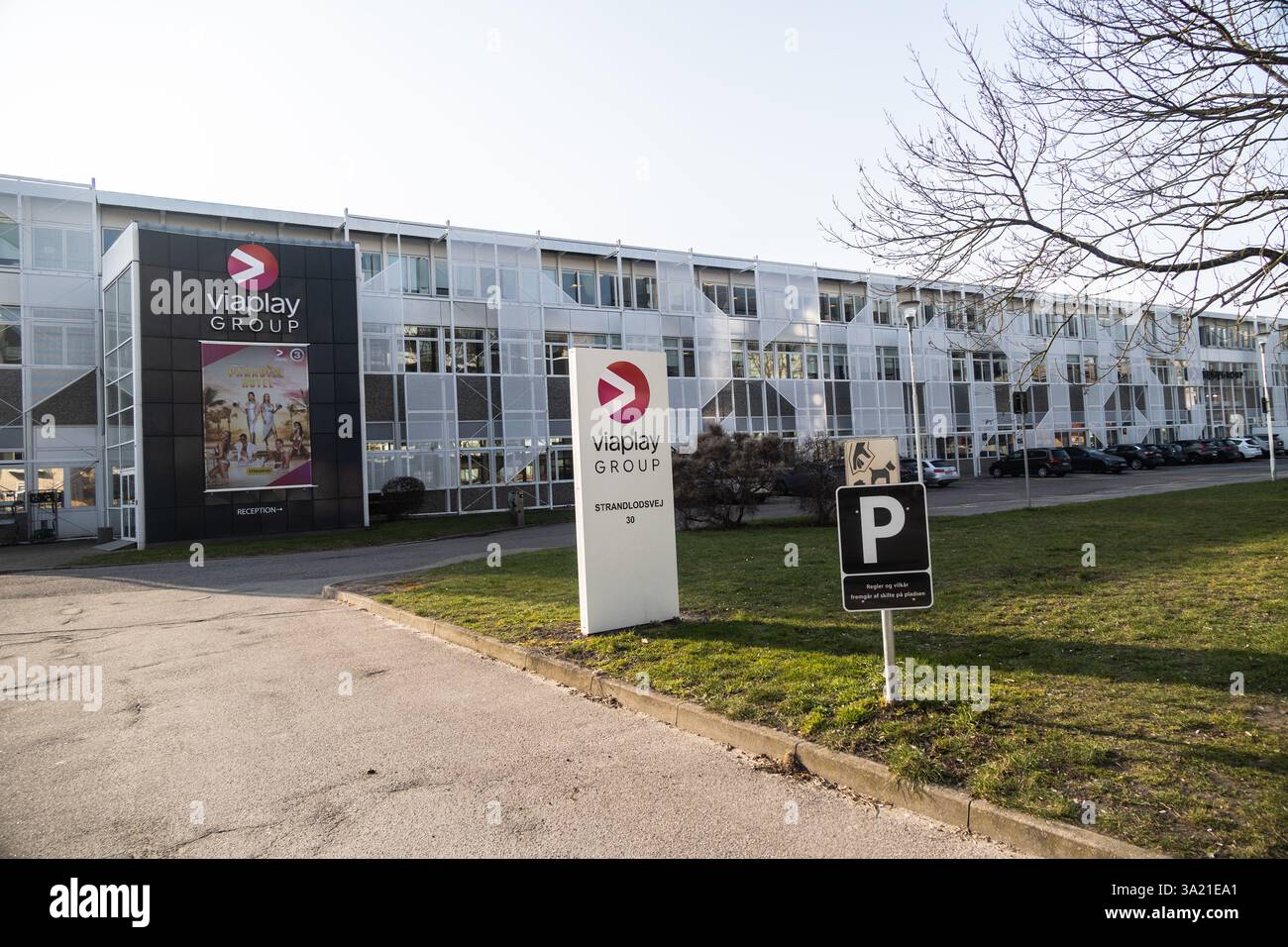 Logo of Viaplay Group at Strandlodsvej located on the island of Amager ...