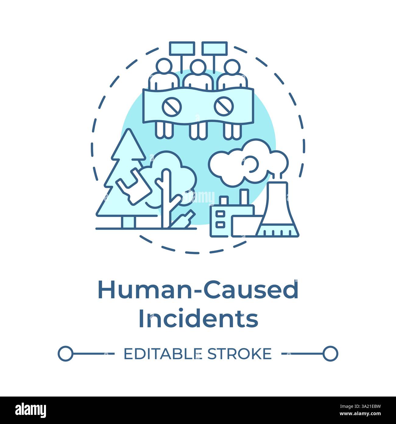 Human caused incidents soft blue concept icon Stock Vector Image & Art ...