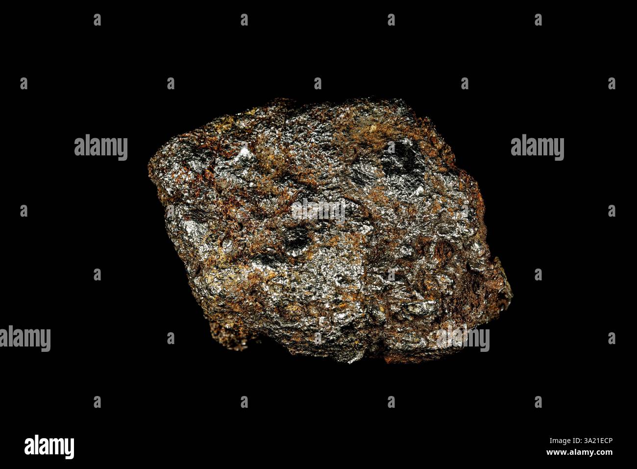 Graphite mineral specimen with metallic luster and rough texture on a ...