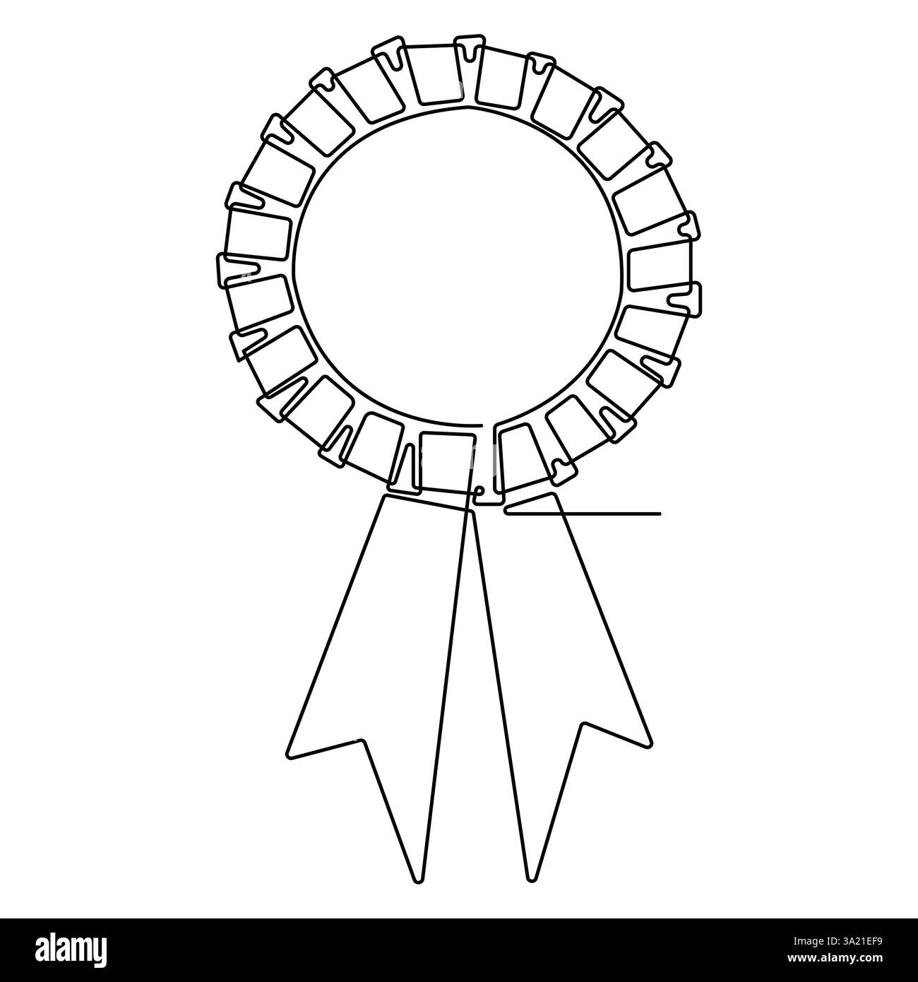Continuous single line art drawing award ribbon or certificate drawn in ...