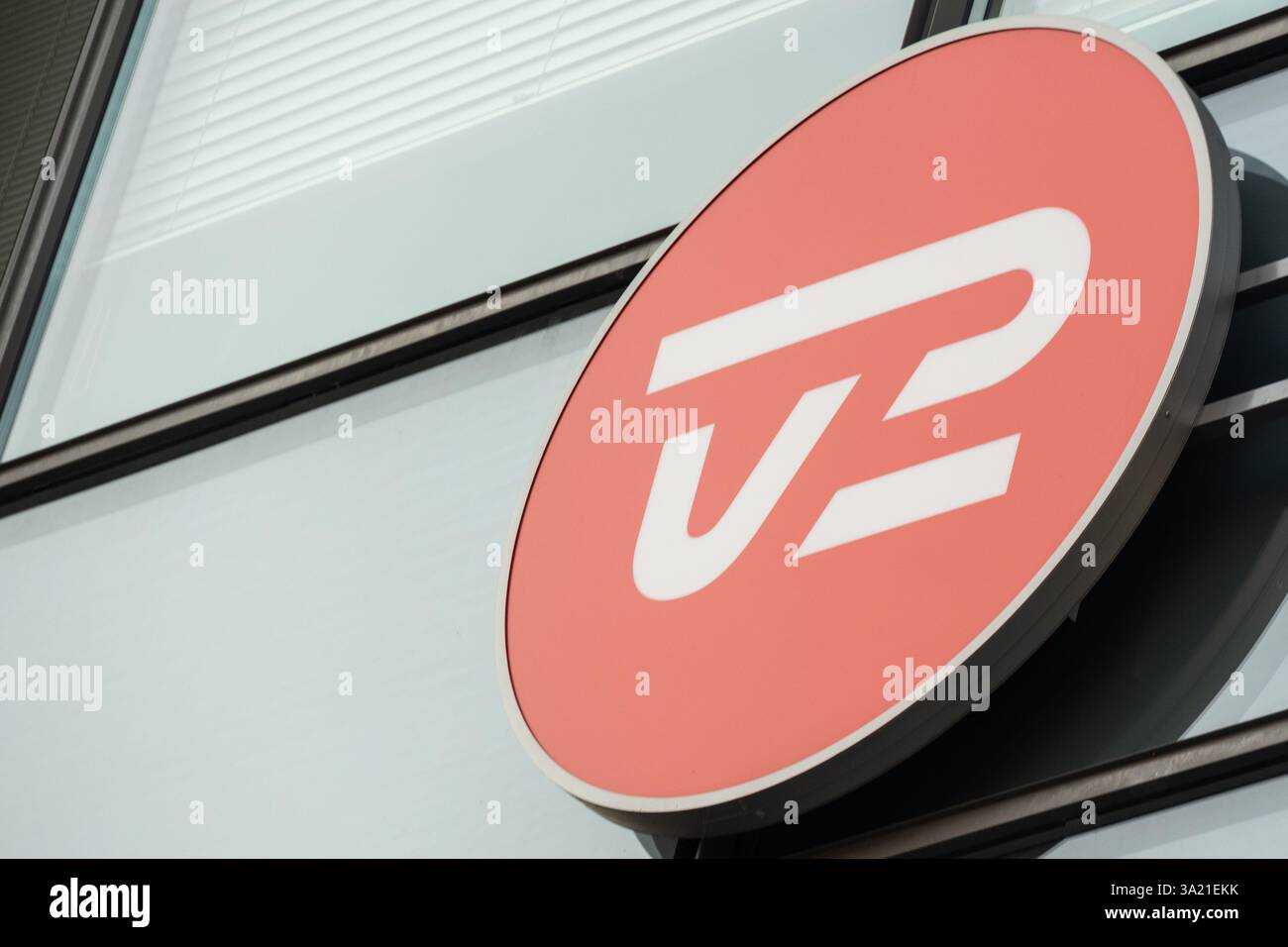 Logo of of TV 2 at Teglholmen in the South Harbour of Copenhagen ...