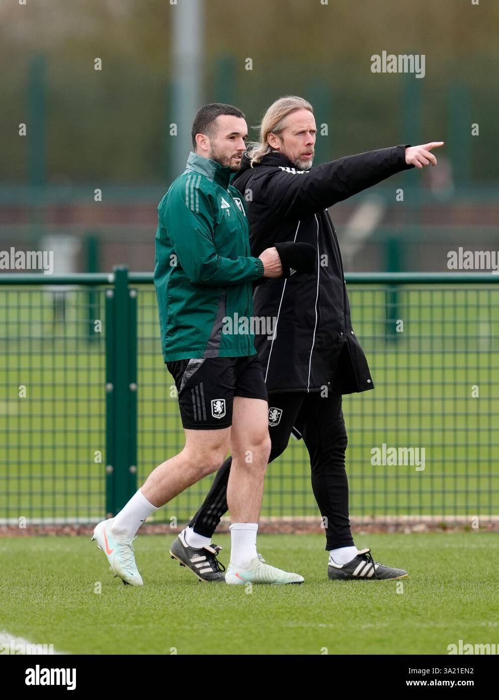 Aston Villa's John McGinn (left) and Aston Villa coach Austin MacPhee ...