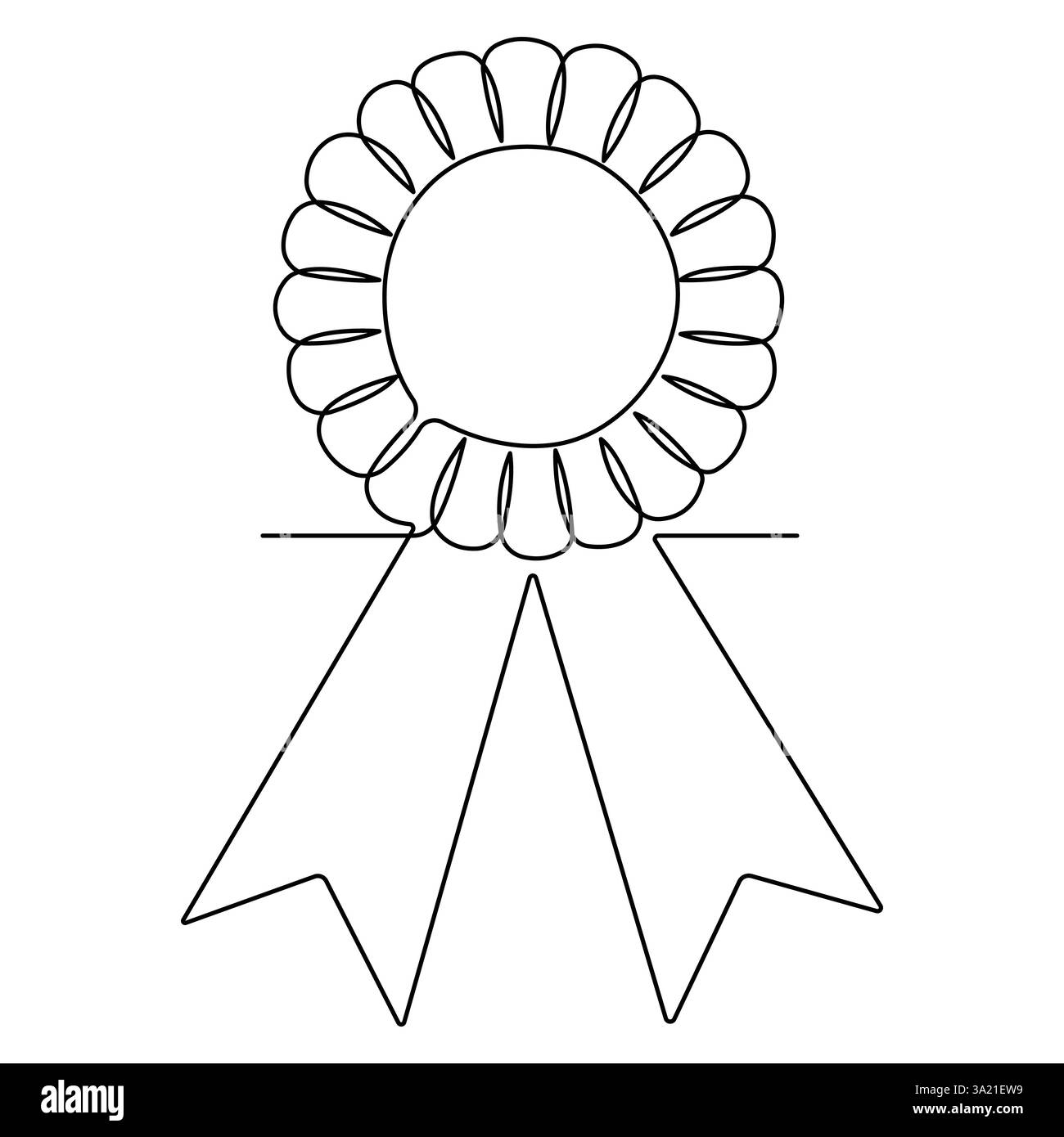 Continuous single line art drawing award ribbon or certificate drawn in ...