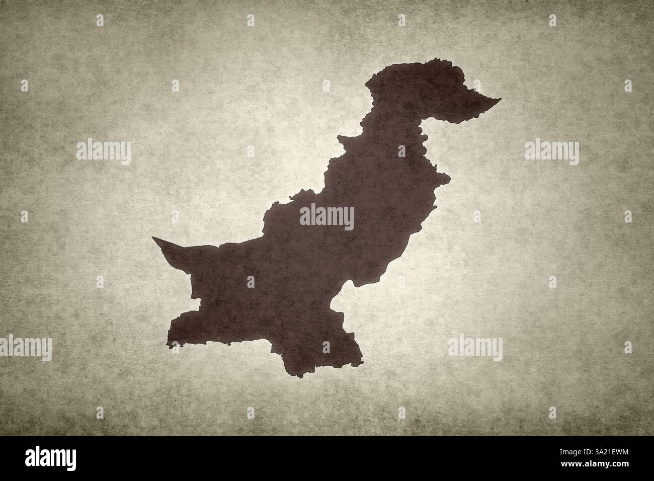 Grunge map of Pakistan with its flag printed within its border on an ...