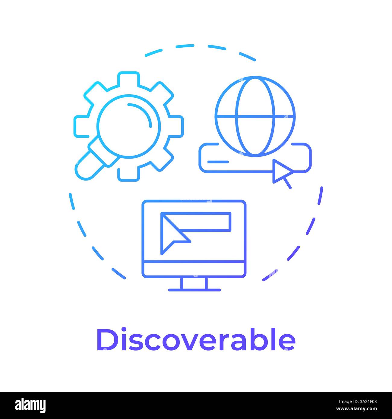 Discoverable blue gradient concept icon Stock Vector Image & Art - Alamy