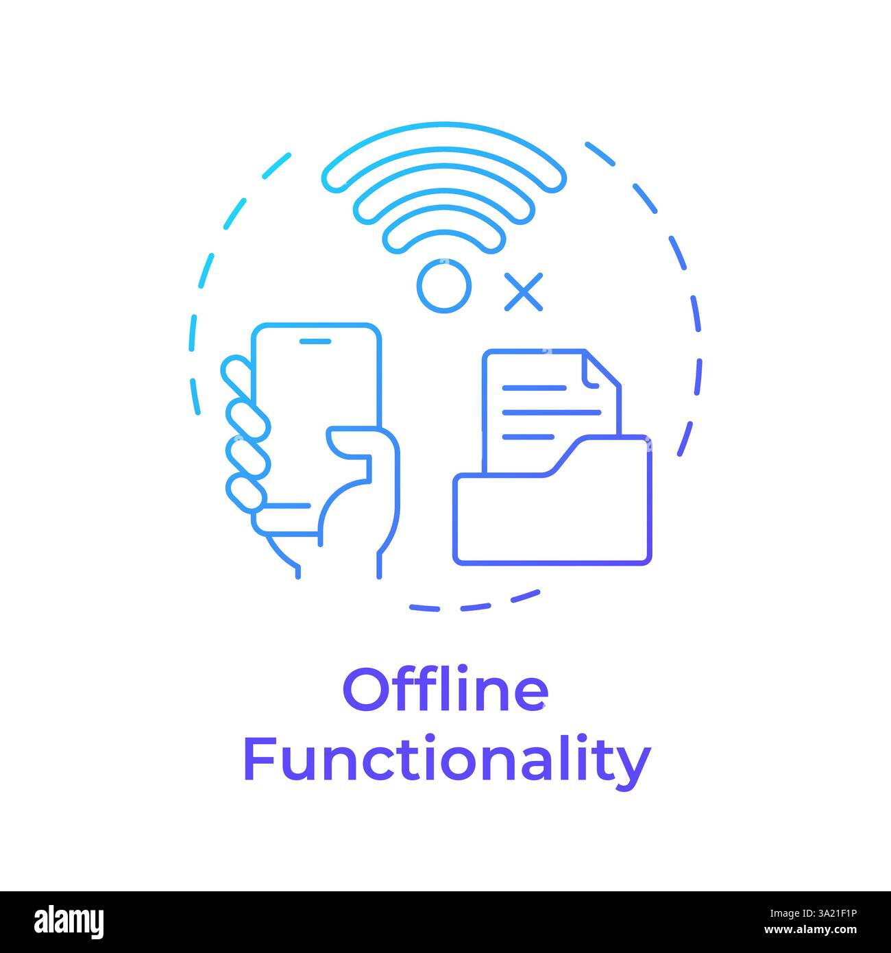 Offline functionality blue gradient concept icon Stock Vector Image ...