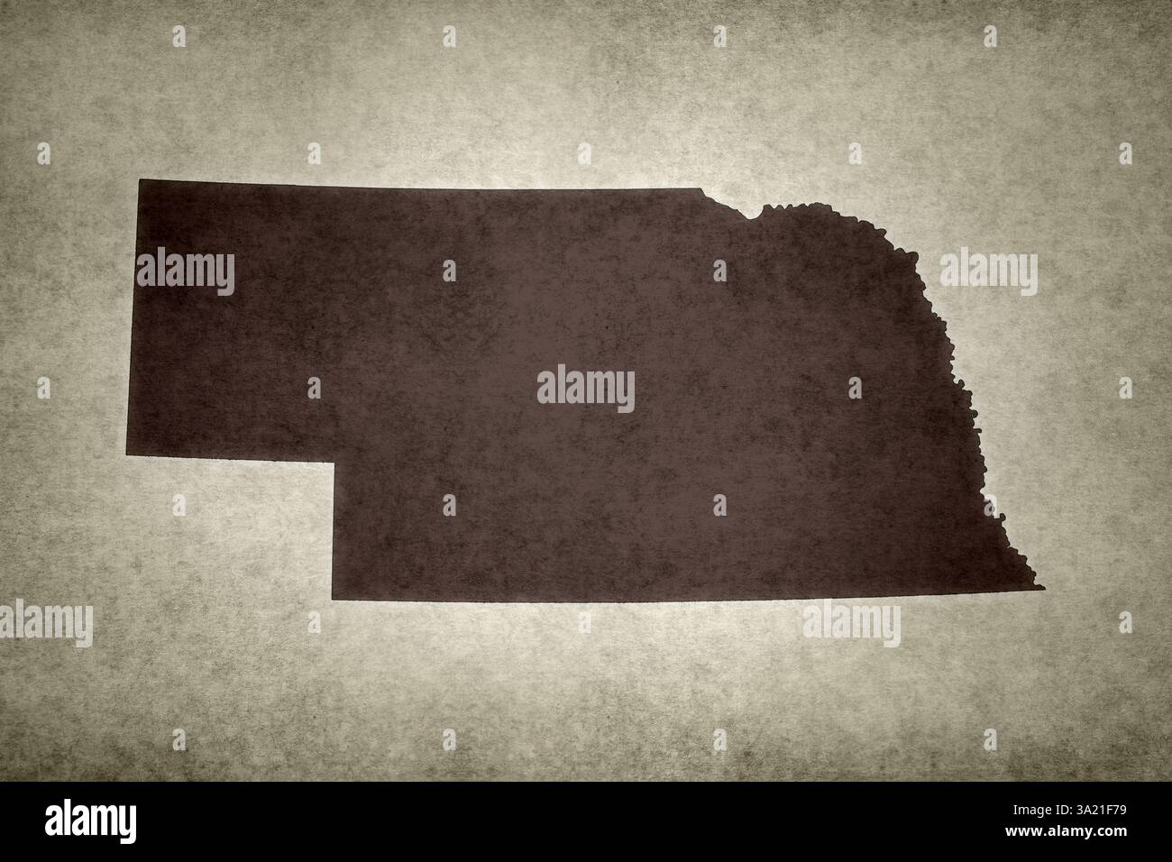 Grunge map of the state of Nebraska (USA) printed on an old paper Stock ...