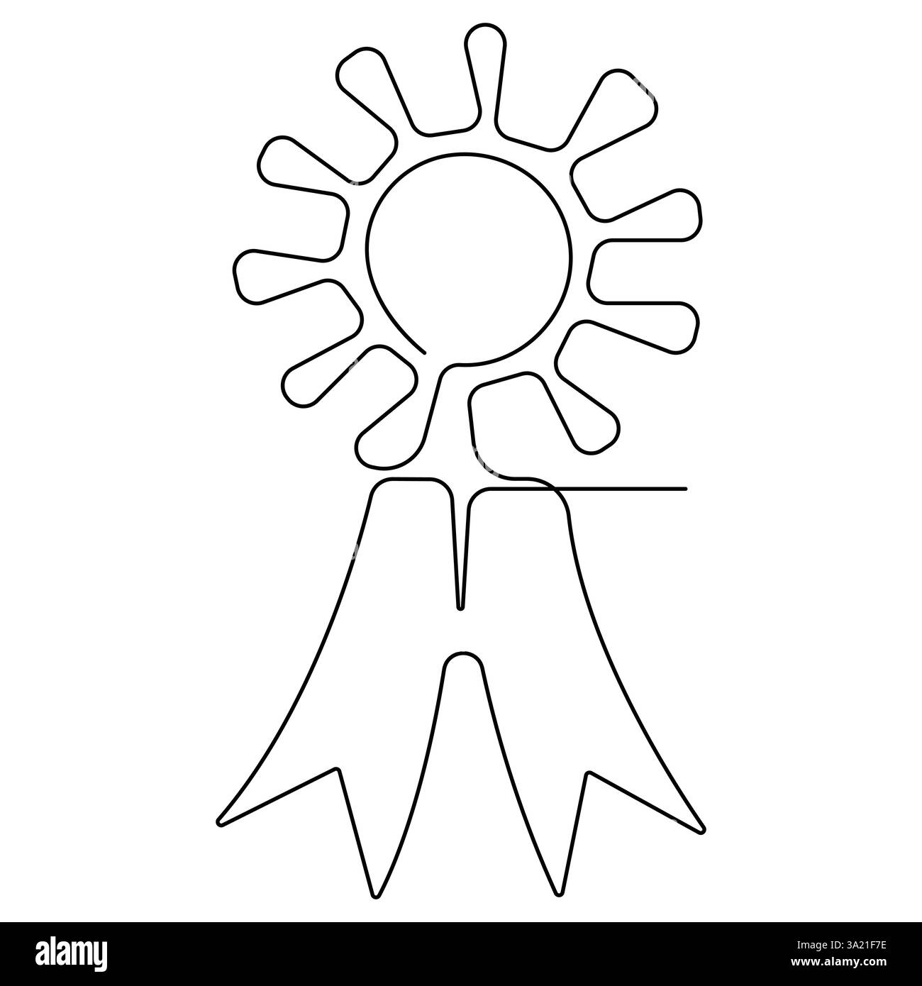 Continuous single line art drawing award ribbon or certificate drawn in ...