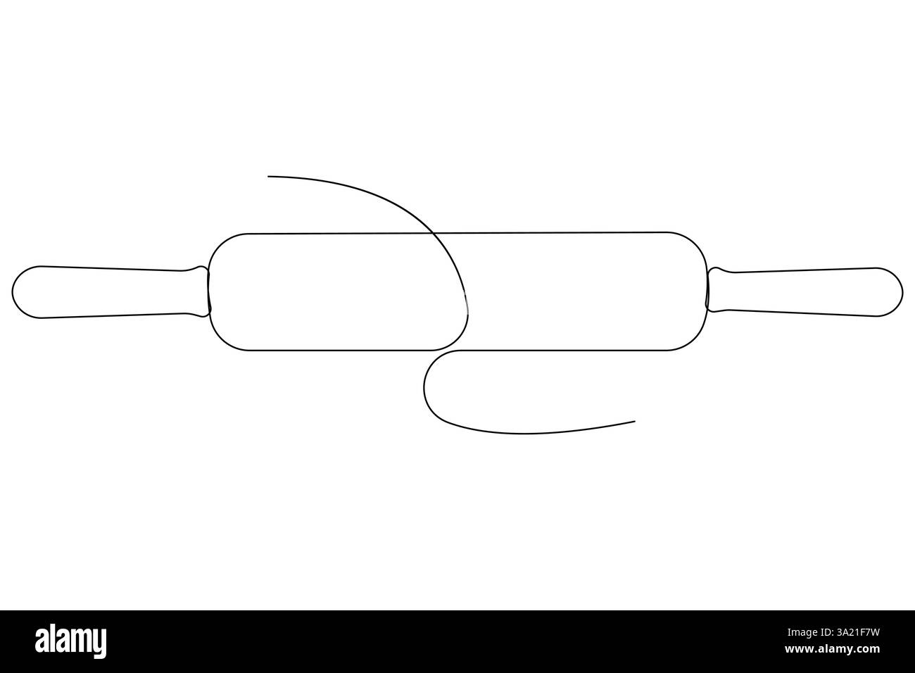 Continuous one line art drawing of a kitchen roller pin vector Stock ...