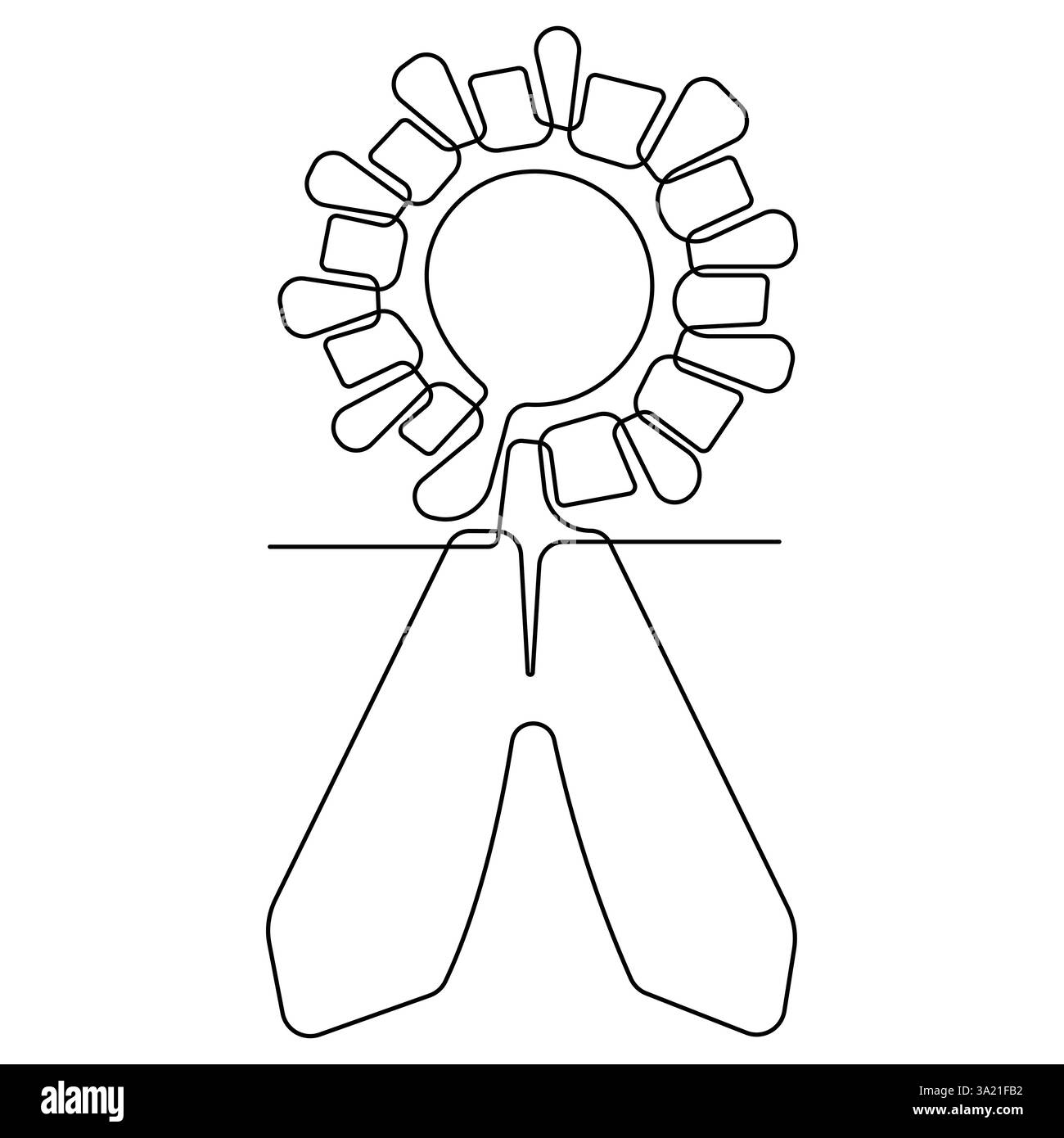 Continuous single line art drawing award ribbon or certificate drawn in ...